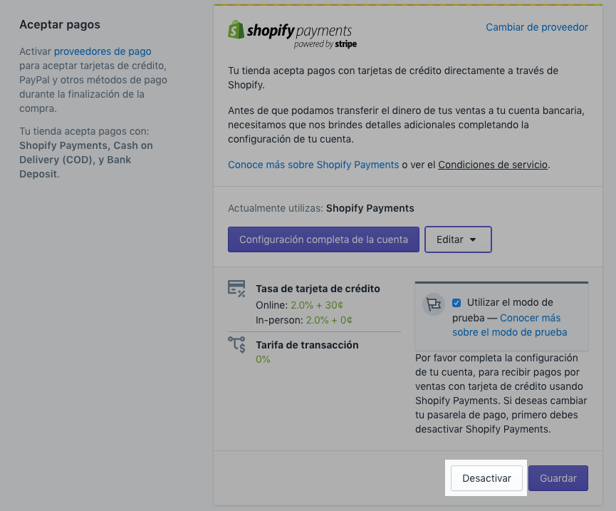 Realizar un pedido de prueba · Centro de ayuda de Shopify